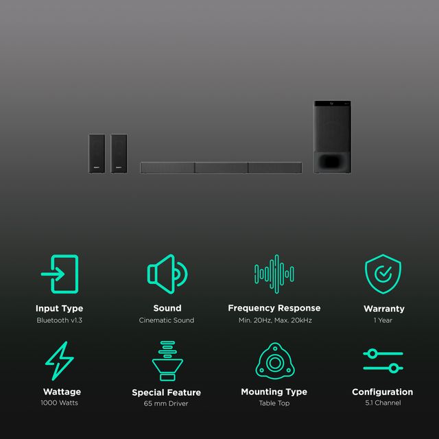 Buy SONY HT-S500RF 1000W Bluetooth Soundbar with Remote (Dolby Digital ...
